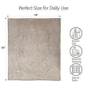 Tefici Electric Heated Blanket Throw, Super Cozy Soft Flannel 50" x 60" Heated Throw with 3 Fast Heating Levels & 4 Hours Auto Off, Machine Washable, ETL&FCC Certification, Home Office Use, Camel