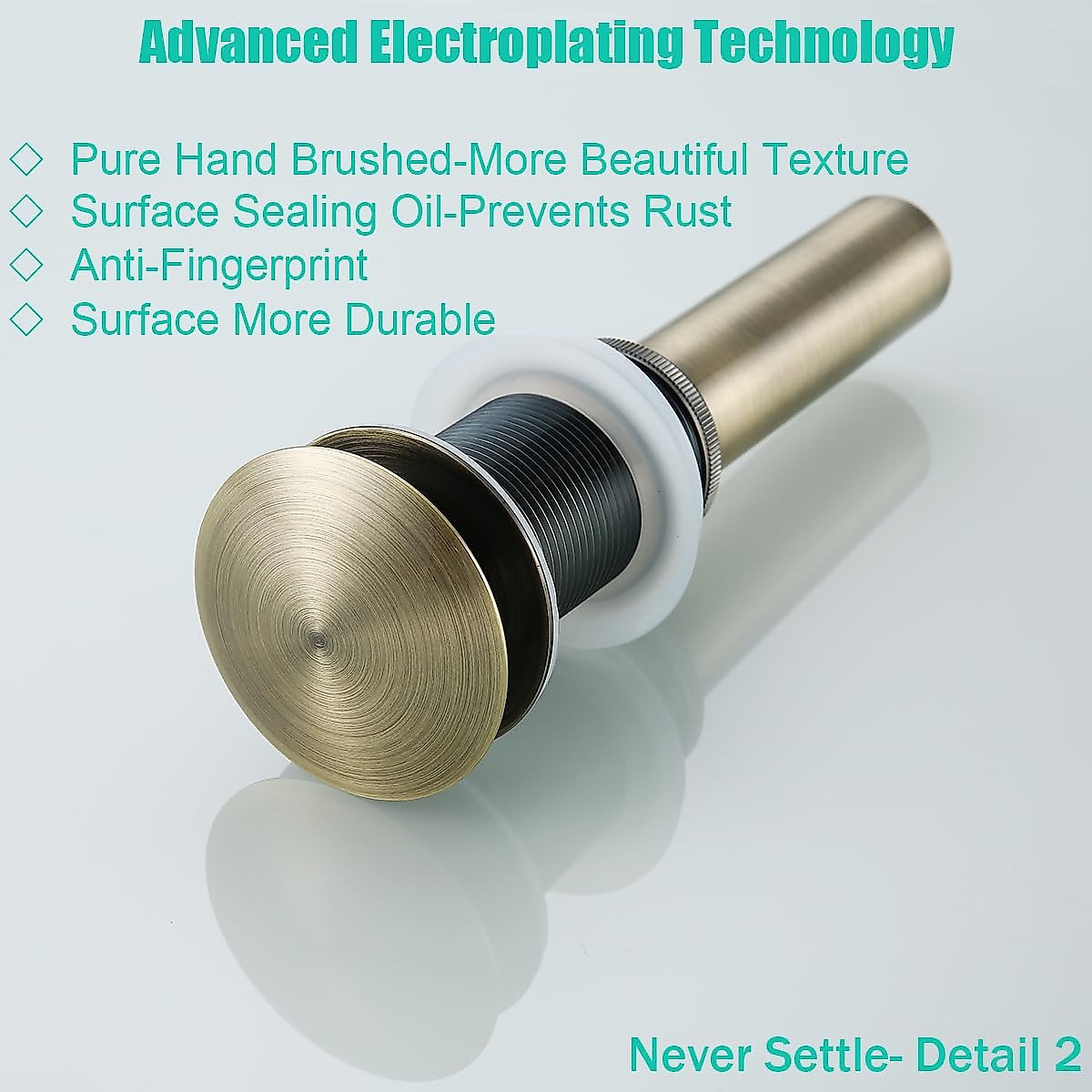 RANDOM Bathroom Vessel Sink Pop Up Drain Stopper Without Overflow Antique Brass, All Metal Rustproof Brass and 304 Stainless Steel 83006A.