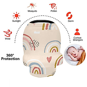 Nursing Cover Breastfeeding Scarf Colorful Rainbows and Hearts - Baby Car Seat Covers, Stroller Cover, Carseat Canopy (0na7c)
