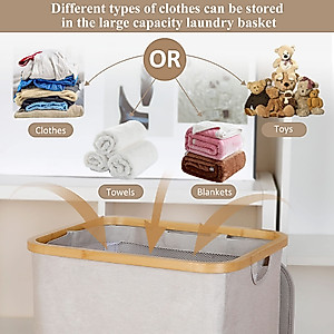 iEGrow Laundry Basket with Lid, 110L Large Laundry Hamper with Handle and Lid, Collapsible Clothes Basket Organizer with Removable Inner Bag for Clothes Toys Towels - Light Grey