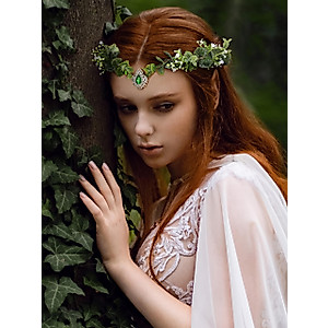 SWEETV Fairy Leaf Crowns for Women Elven Princess Tiara Flower Elf Headpiece for Cosplay Halloween Costume Photoshoot Wedding