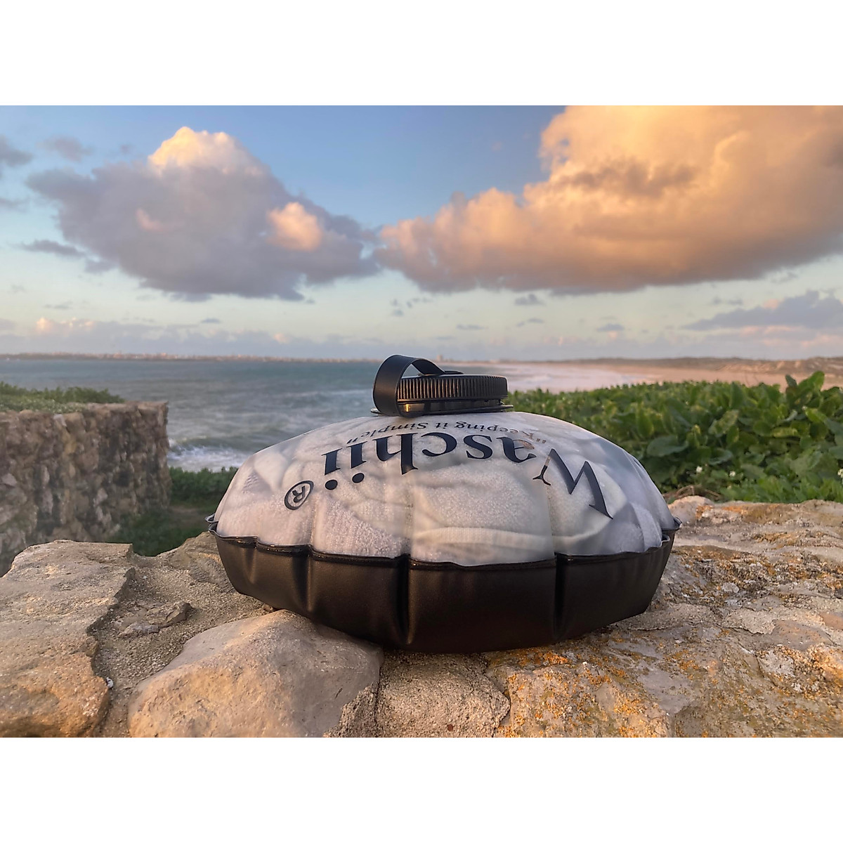 Waschii Portable Travel Laundry Bag - Solar Heated, Eco-Friendly, Compact and Durable Laundry Solution for Camping, Hiking, and Travel