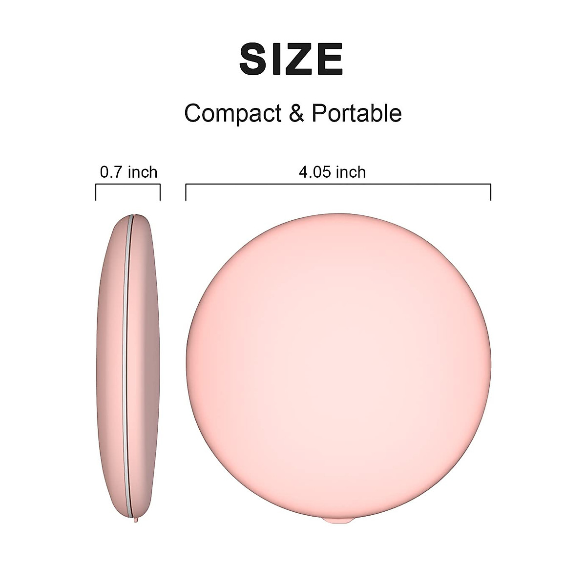 P TOPPSTORE LED Lighted Compact Mirror,4 Inch 1X/5X Magnification Travel Makeup Mirror,Rechargeable Portable Compact Mirror with Light for Handbag, Purse, Pocket, Pink