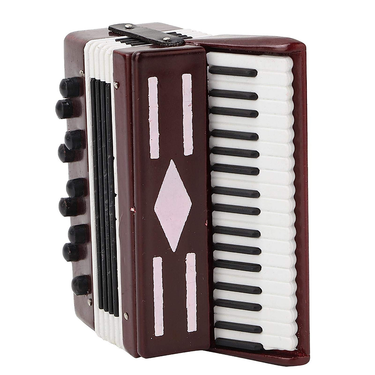 6CM Mini Accordion Model, Miniature Wooden Accordion Model Music Instrumental Model with Delicate Box for Home Decor Music