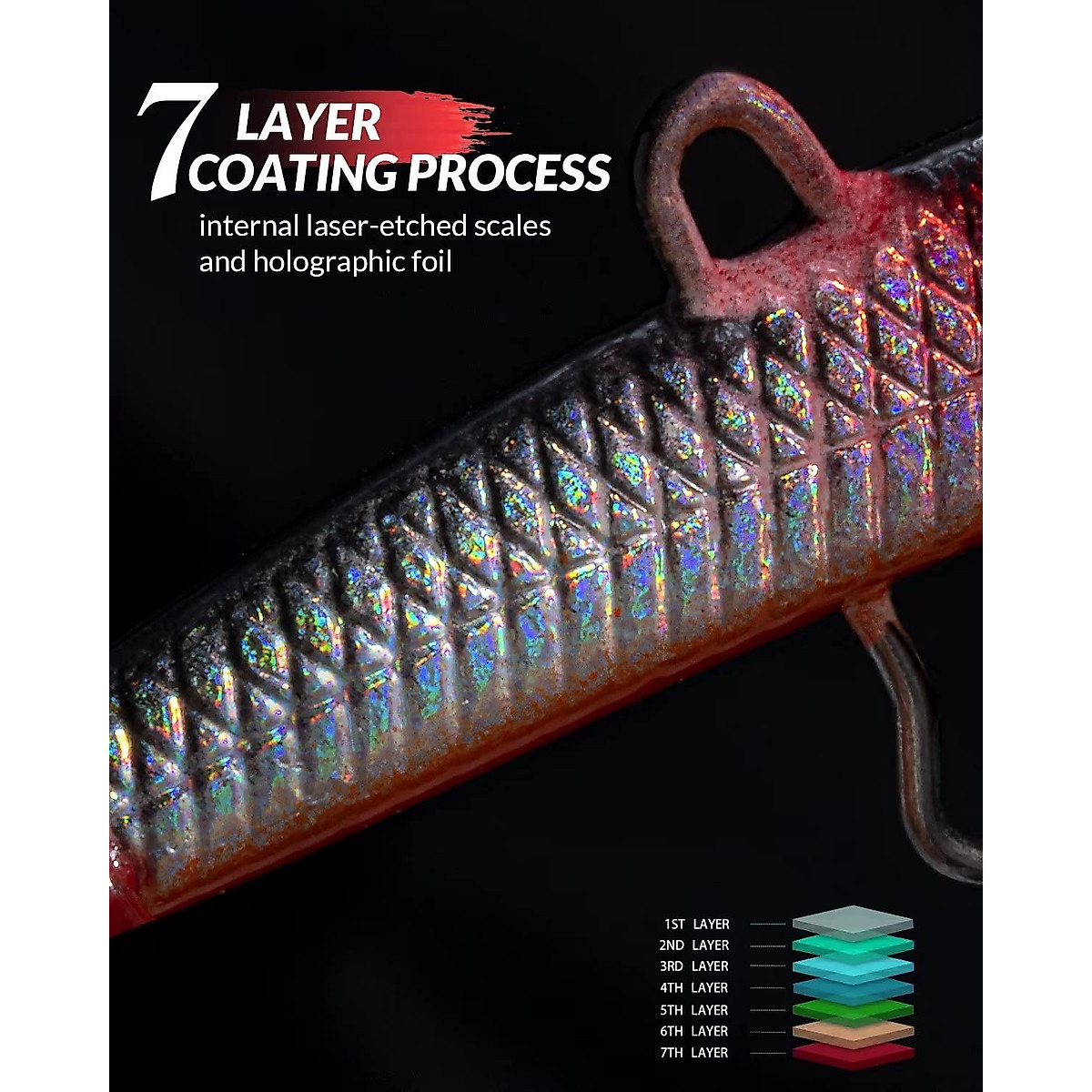 THKFISH Ice Fishing Jigs Panfish Ice Fishing Lures Kits Ice Fishing Gear Kit 14pcs Luminous Ice Fishing Color D