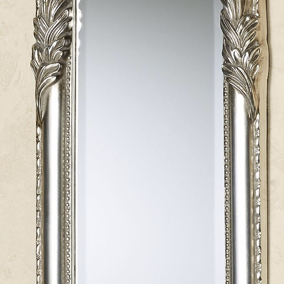 Touch of Class Royal Acanthus Panel Wall Mirror - Resin - Antique Silver - Beveled Glass - Victorian Style Accent Mirrors for Bedroom, Living Room, Dining Room, Hallway, Entryway, Foyer, Office