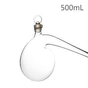 DADAKEWIN 500ml Lab Distilling Flasks Retort with Ground Glass Stopper Borosilicate 3.3 Glass Heat Resistant Distillation Lab Distilling Flasks- Pack of 1 (Size : 500mL)