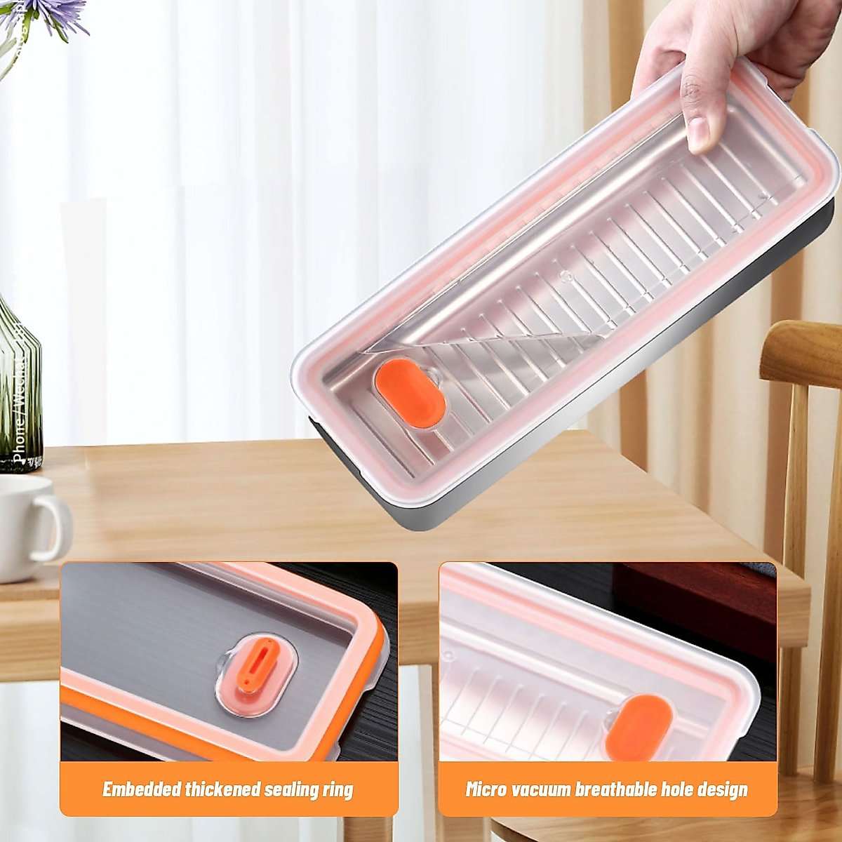 Qivine 2 Pcs Bacon Container for Refrigerator, Bacon Container for Refrigerator,Bacon Storage Containers with Lids Upgraded Airtight Deli Meat Storage Containers for Fridge Deli Meat Keeper