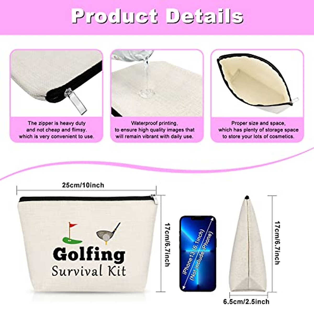Golf Team Gifts for Women Makeup Bag Golf Gifts for Golf Lover Golfer Cosmetic Bags Golf Player Gifts Travel Cosmetic Pouch for Friends Golfer Makeup Pouch Zipper Bag Christmas Birthday Present