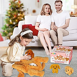 KMUYSL Puppy Stuffed Animals Toys for Ages 3 4 5 6 7 8+ Years Old Kids - Mommy Dog with 4 Baby Puppies in Her Tummy, Idea Xmas Birthday Gifts for Baby, Toddler, Girls, Boys