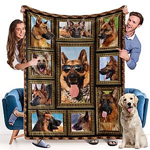 German Shepherd ​Blanket - Fleece Throw Blanket for Couch Super Soft Cozy Bed Blanket Lightweight Plush Fuzzy Lap Blankets and Throws for Sofa, 50 x 60 Inch, Gift for Dog Lover