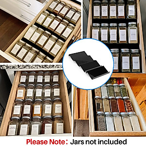 MIUKAA Spice Drawer Organizer for Drawers Wider Than 9 inches, Black Acrylic 4 Tier Seasoning Jars Drawers Insert, Kitchen Spice Rack Tray for Drawer/Countertop (Jars not included)