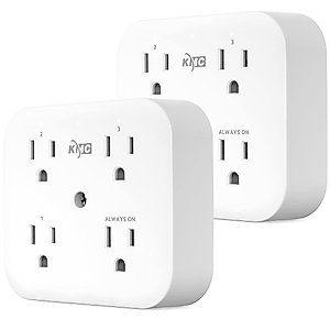 KMC Smart Tap Mini, 4-Outlet Wall Mounted Multiple Smart Plug Adapter, 3 Independently Controlled Wi-Fi Smart Outlets & 1 Always-On Outlet, No Hub Required, Alexa & Google Home Compatible