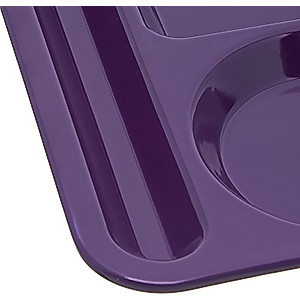Carlisle FoodService Products Left-Hand Heavyweight 6-Compartment Melamine Tray 10" x 14" - Purple