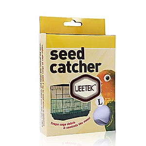 UEETEK Bird Cage Skirt Mesh Bird Cage Seed Catcher Guard Net Cover White Size L