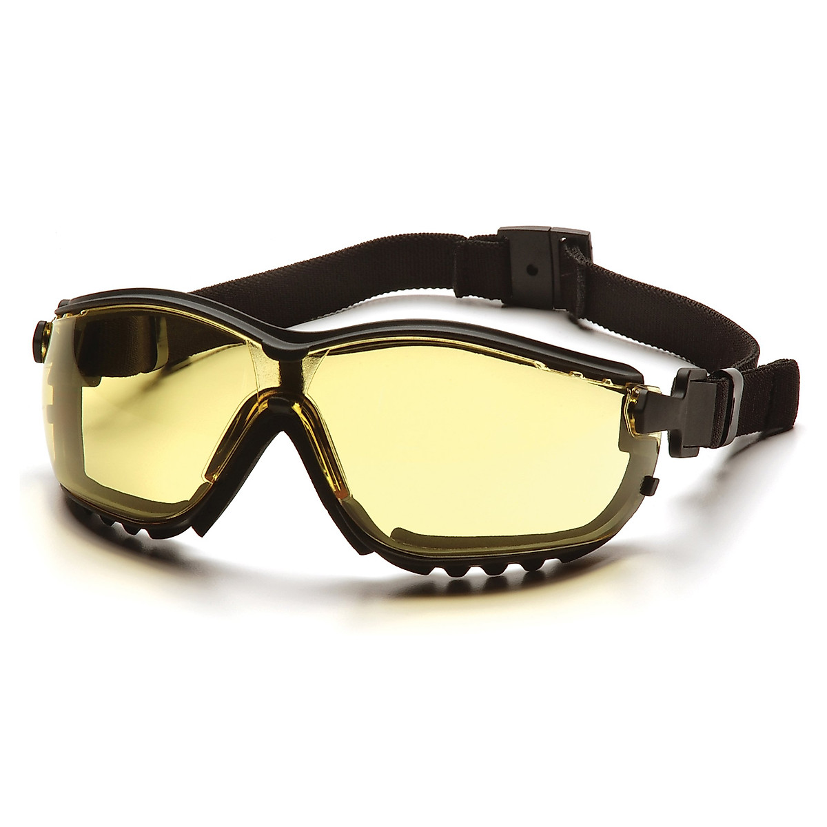 Pyramex V2G Safety Glasses, Black Frame/Amber Anti-Fog Lens
