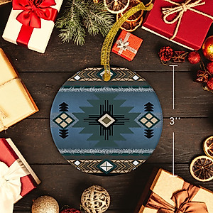 Western Southwest Ornament Thanksgiving Christmas Ornaments,Personalized Pendant for Halloween Xmas Thanks Day Indoor Outdoor Home Decor,Women/Men Gifts Decoration,Native American Indian Tribal Ethnic