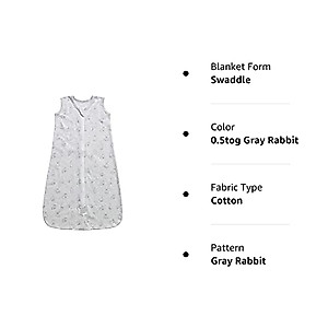 Owlivia Baby Sleep Sack Organic Cotton Sleeping Bag with 2-Way Zipper,100% Organic Cotton Wearable Blanket,Unisex Sleep Sack(Gray Rabbit, 18-24 Months)