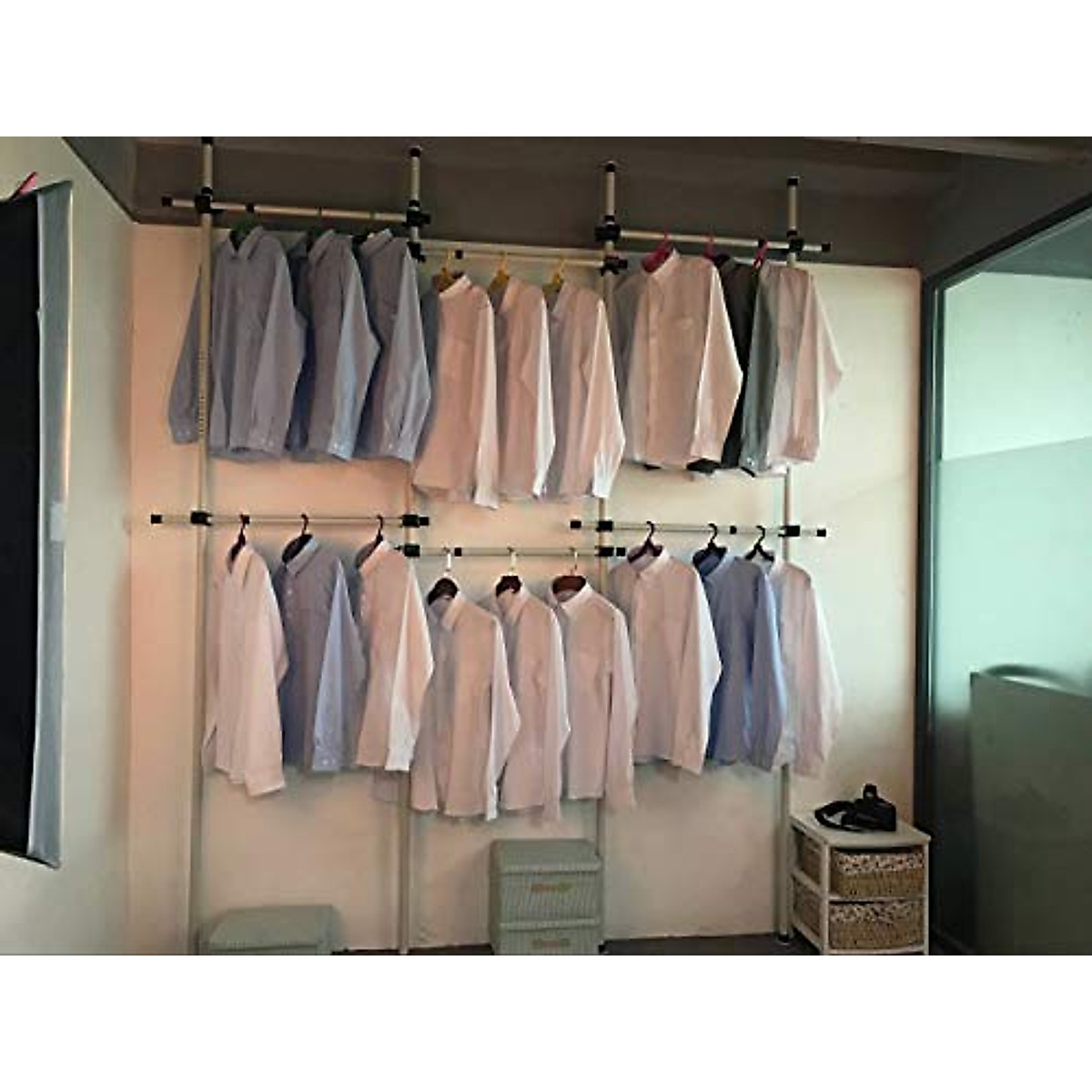 Flesser Garment Clothes Rack Free Combination Clothes Organizer Storage Shelf Closet Solution for Basement,Apartment, Bedroom,NO Drilling Request