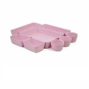 Ruimou Desk Drawer Organizer, felt Drawer Organizers Foldable Drawer Dividers Separators Storage Container for Makeup, Jewelries, Utensils in Bedroom Dresser, Office and Kitchen(8pcs/Set) (Pink)