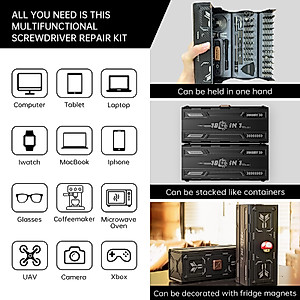 JAKEMY 180 in 1 Precision Screwdriver Set, Computer Screwdriver Kit, Professional Magnetic Repair Tool Kit with Home Drill Bits for Most Laptop, Phone, Xbox, MacBook, Game Console, Modding, DIY