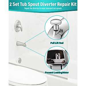 Tub Spout Diverter Repair Kit(2Sets) - Leak Prevention Design with Metal Stem & Rubber Seals, 3-Step Installation for Shower/Bathtub Switching,Bathtub Leaky Faucet Repair Replacement Parts (2)