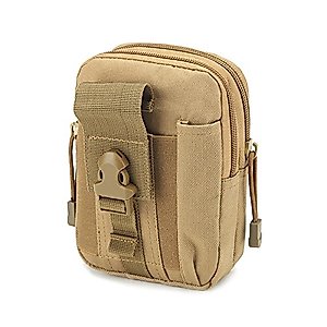 Multi-Purpose EDC Vape Pouch Bag, Vape Case,Tactical Bag Pouch, Military Nylon Utility Tactical Waist Pack Camping Hiking Pouch (Khaki)
