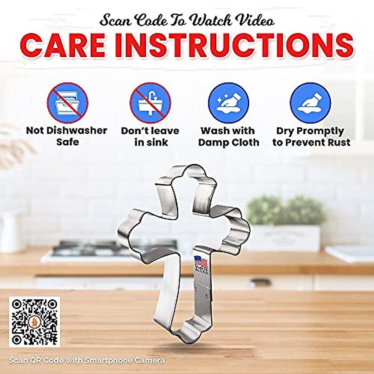 Foose Brand Fancy Cross Cookie Cutter 5 in, Tin Plate Steel, USA Made