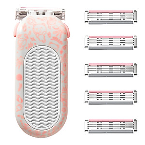 Domon Dolly Razors for Women, Premium Womens Razor for Shaving 6 Refills 3 Blades, Razor Blades with Vitamin E and Aloe Vera Lubricating Strip, Choco Teddy