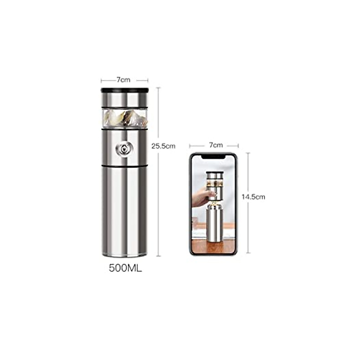 MMLLZEL Glass Tea Cup 316 Stainless Steel Thermos Water Bottle for Car Travel Vacuum Flasks Thermoses with Infuser