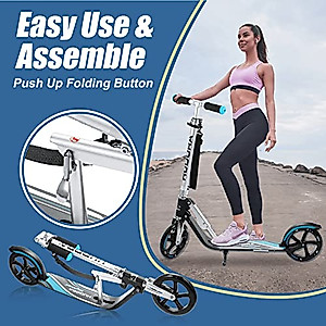 HUDORA Scooter for Kids Ages 6-12 - Scooter for Kids 8 Years and Up, Scooters for Teens 12 Years and Up, Adult Scooter with Big Wheels, Lightweight Durable All-Aluminum Frame Scooter