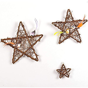 Star Wreath Natural Grapevine Rings Wicker Rattan Branch Wreath Stick Wreath Vine Wreath for Home Garden Wedding Hanging Decor (6 inches)