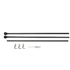 Amazon Basics 1" Curtain Rod with Round Finials, 72" to 144" and Decorative Curtain Holdback, Set of 2, Black