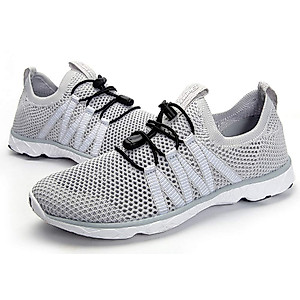 SUOKENI Men's Quick Drying Slip On Water Shoes for Beach or Water Sports LightGray,Size:US 13/EU 47