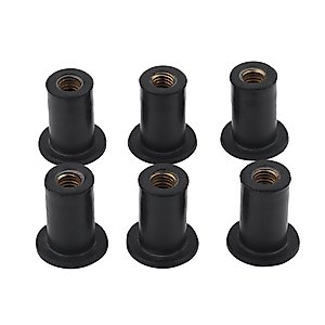 Dilwe Windshield Bolts, 6pc M5 Quality Rubber Well Nuts for Sealing Holes or Isolating Vibrations for Motorcycles Kayak Canoe Boats
