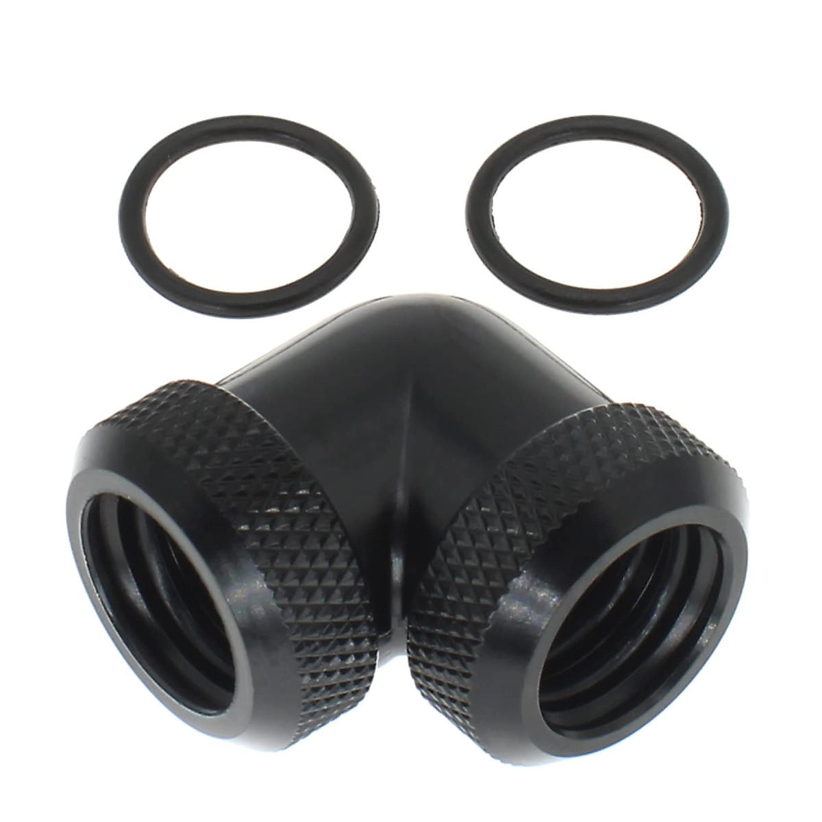 G1/4 Female to Female Extender Fitting Connector 3 Pcs 90° Rotary Elbow 14mm OD Hard Tube Quick Twist Connector with 24-Pin ATX Power Supply Jumper Bridge Tool Kit for PC Water Cooling System [FDXGYH]