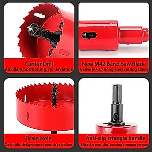 2-3/4 inch Hole Saw with Arbor Mandrel,HSS Bi-Metal & Heavy Duty Steel Design, for Metal,Stainless Steel,Cornhole Boards,Drywall,Plastic,Brass,Aluminum,Iron and Wood(70mm)