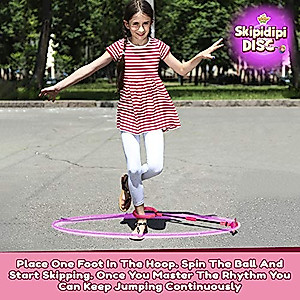 IPIDIPI TOYS Skip It Ankle Toy Pink Flashing Retro Skipit Toy Hopper Ball - Jump Rope Improve Coordination, Get Exercise The Fun Way - Best Retro Birthday Gift for Kids 5, 6, 7, 8, 9, 10, 11