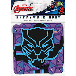 Happy Birthday' Multicolor Paper Jointed Banner (Pack of 1) - 6 ft. - Vibrant Black Panther Design, Perfect Party Decor For Wakanda - Themed Events, Celebrations, & More