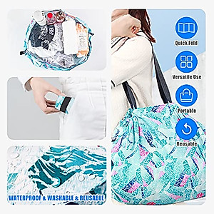 FuKuEn Foldable Shopping Bags Waterproof Shopping Bags Reusable 3 Pieces Portable Grocery Bags With Handles Large Capacity Travel Duffel Bags for Daily Commuting Picnic Gym Different Size