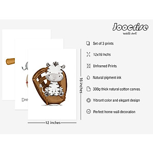 Baseball Nursery Decor Baby Boy Canvas Wall Art Prints Sports Nursery Animal Sports Baseball Poster Kids Wall Art Boys Room Wall Art Nursery Sports Picture Decor for Bedroom 12x16x3 Inch UNFRAMED