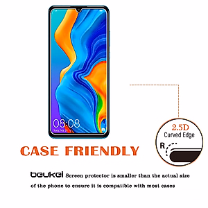 beukei (3 Pack) Compatible for Huawei P30 Lite Screen Protector Tempered Glass, Full Screen Coverage, Touch Sensitive,Case Friendly, 9H Hardness