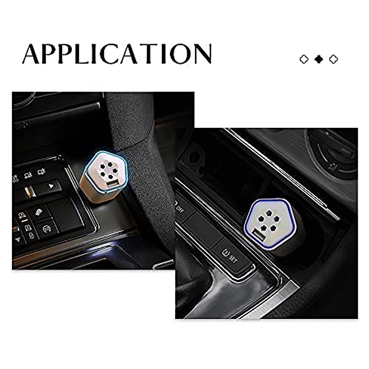 Car Air Purifier Ionizer 4-in-1 Premium Air Purifier + USB Port Charger + Window Breaker Hammer For Safety + Aromatherapy - (Platinum SIlver) )