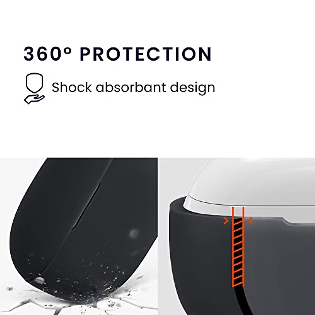 kwmobile Silicone Case Compatible with Beats Studio Buds - Case Protective Cover for Headphones - Black