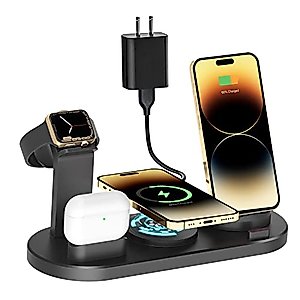 Wireless Charger 4 in 1 Magnetic Charging Station for All Apple Watch Series,Airpods 3/2/1 Airpods Pro 2/1 Charging Dock for iPhone 14/14 Plus/13/12/11 Pro/Pro Max/X/Xs Max