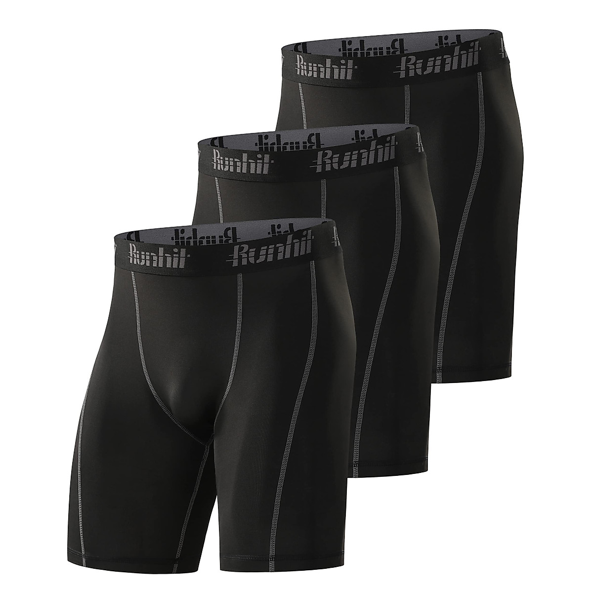 Runhit Men's Compression Shorts(3 Pack), Compression Spandex Yoga Shorts Underwear (black Grey, M)