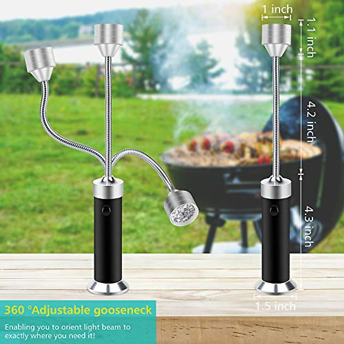 ANSAUCT BBQ Grill Light, LED Grill Lights for BBQ Lights for Grill Magnetic Grill Light Outdoor for Grilling at Night 360 Degree Flexible Gooseneck Grill Lights Waterproof Heat Resistant