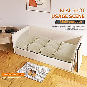 RULAER Indoor/Outdoor Tufted Bench Cushion 42x14'' for Patio Furniture Soft Comfortable Window Seat Cushions for Multi-Scene Durable Non-Slip Washable Garden Patio Swing Furniture Pads,Beige