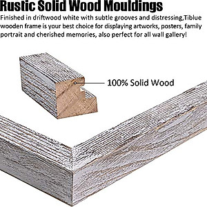 9x12 White Picture Frames Solid Wood Rustic White Display Pictures 6x8 or 5x7 with Mat or 9x12 without Mat - Farmhouse Distressed Photo Frame for Art with 2 Mats Wall Mounting,Table Top - Set of 1