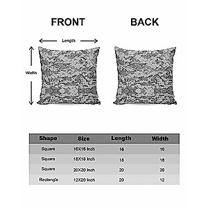 HELLOWINK Decorative Throw Pillow Covers 20x20 Set of 2 Cool Camo Linen Indoor Outdoor Pillow Covers for Couch Sofa Gray White Soft Double-Sided Cushion Covers Cases for Home Decor